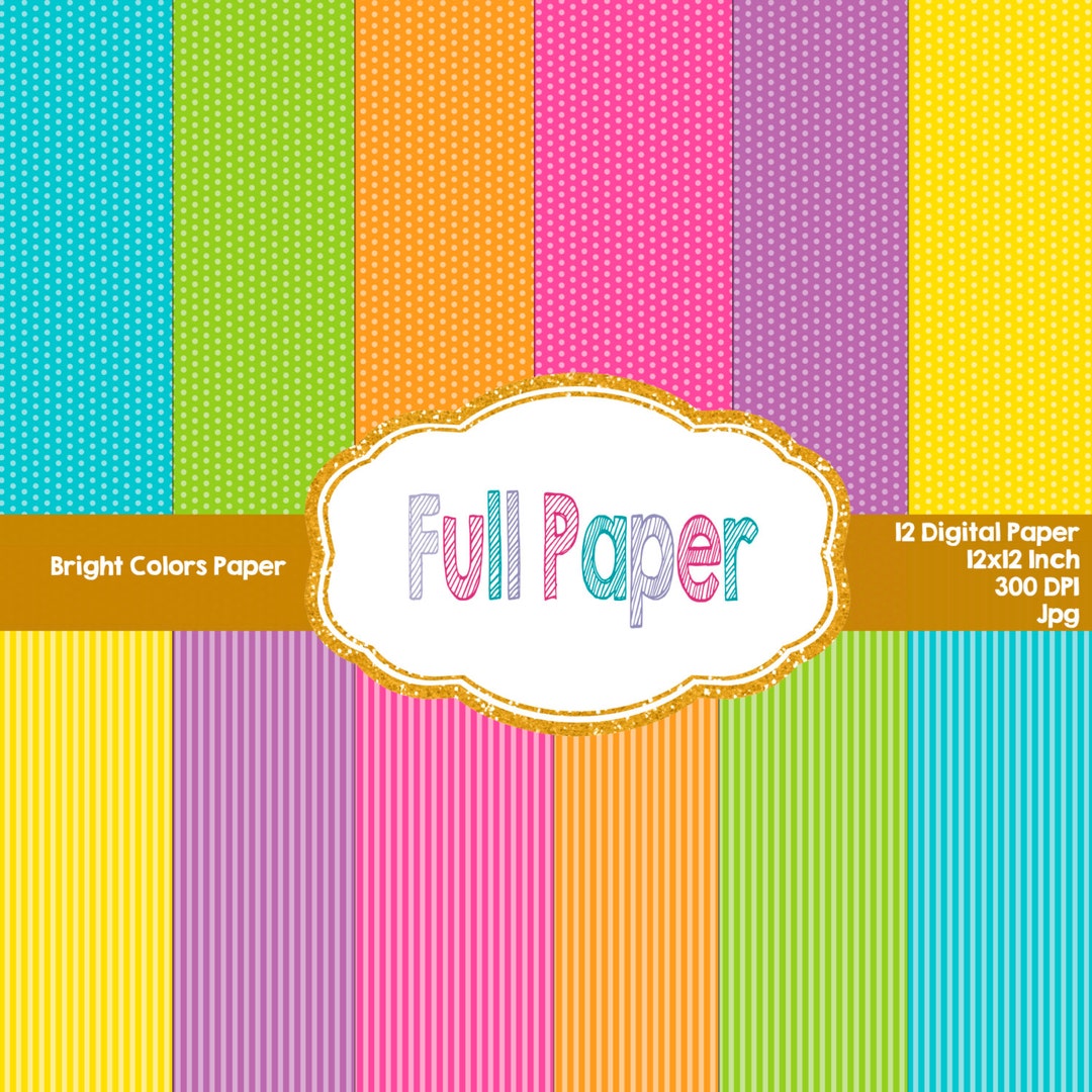Bright Colors-digital Paper-paper Supplies-paper Invite-paper Colors ...
