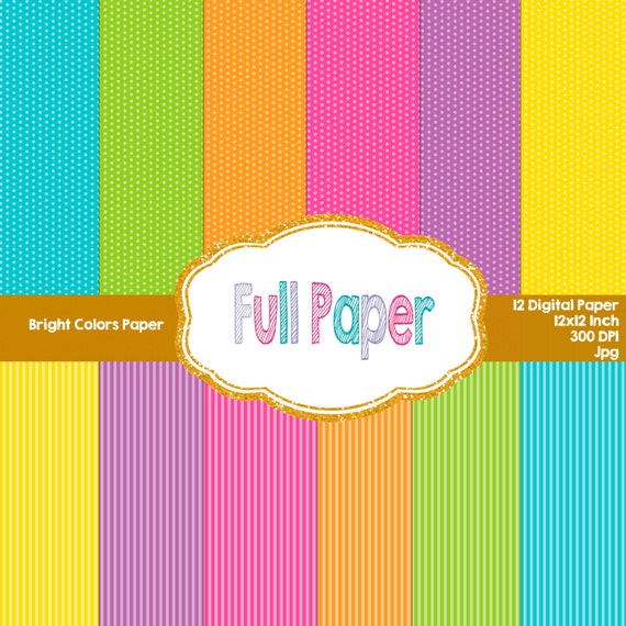 Bright Colors-digital Paper-paper Supplies-paper Invite-paper - Etsy