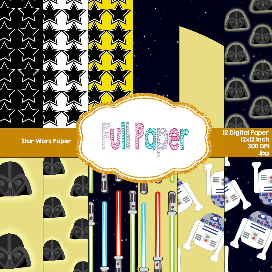 Star Wars Digital Paper-star Wars Birthday-star Wars - Etsy