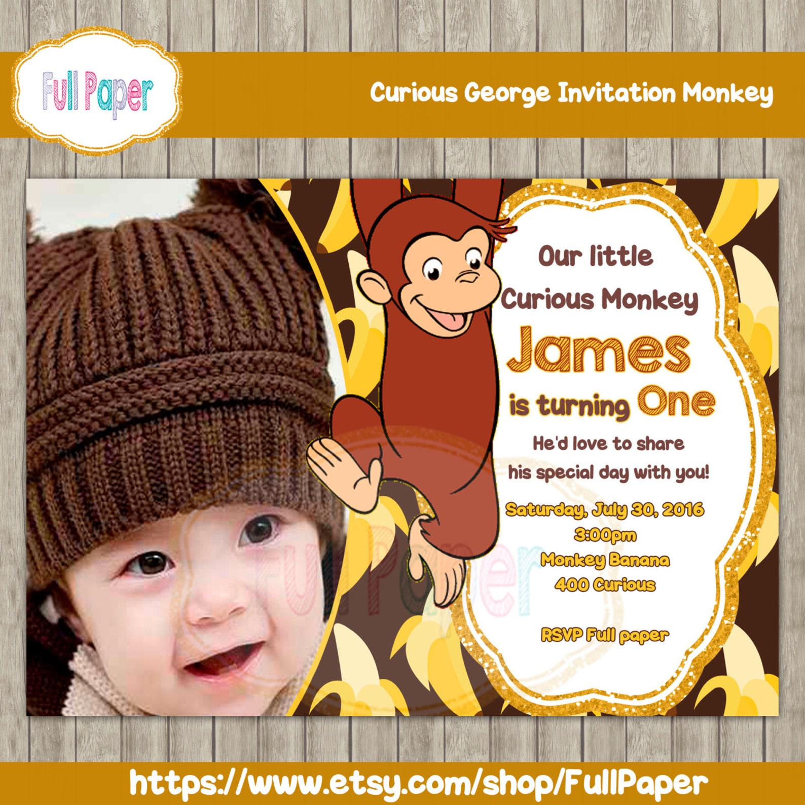 Curious George Invitation Monkey-photo-printable Invitation-monkey ...