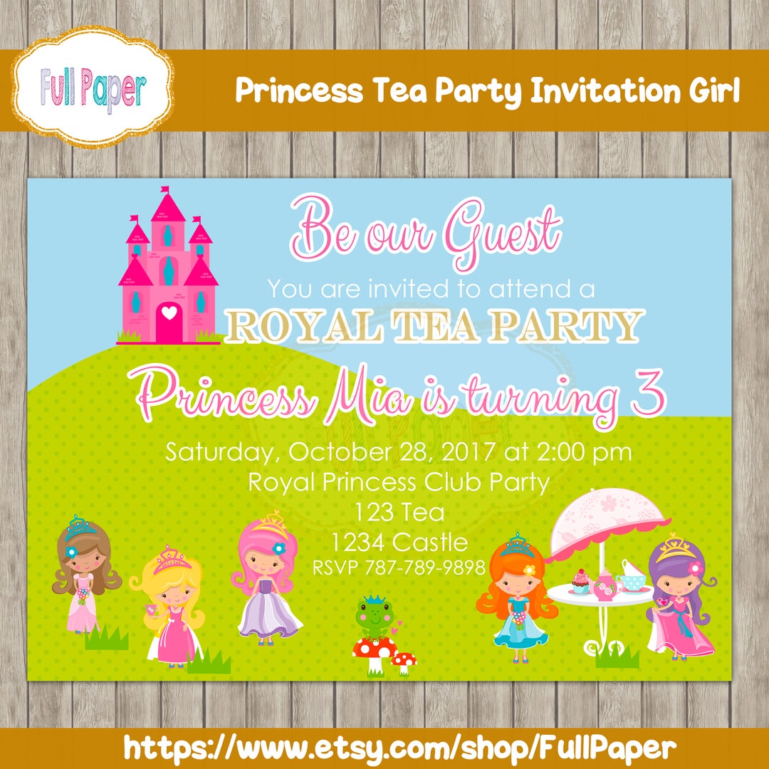Princess Tea Party, Invitation Girl, Princess Birthday, Princess ...