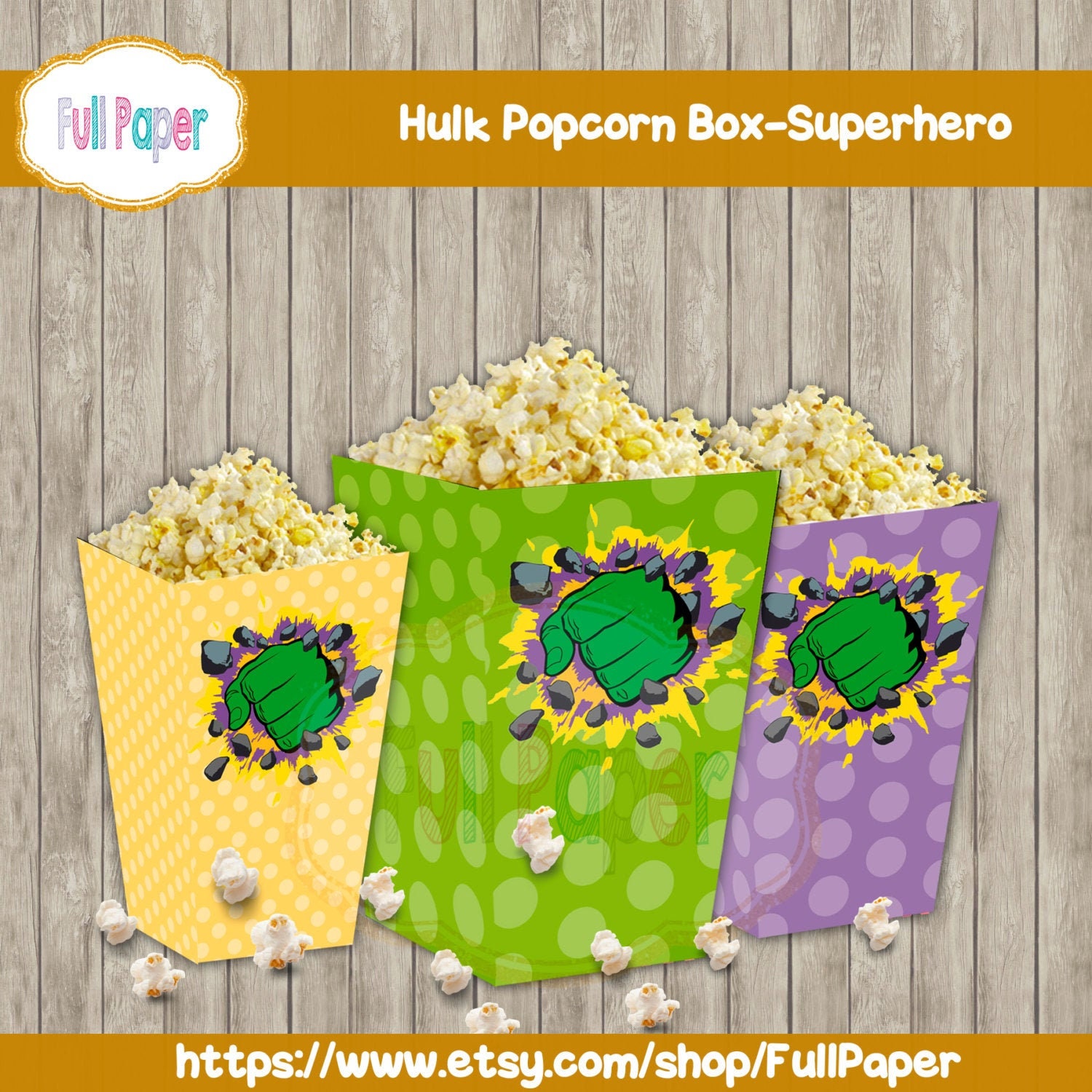 Mini Hulk Popcorn Box-hulk Printable-hulk Costume-hulk Superhero-party ...