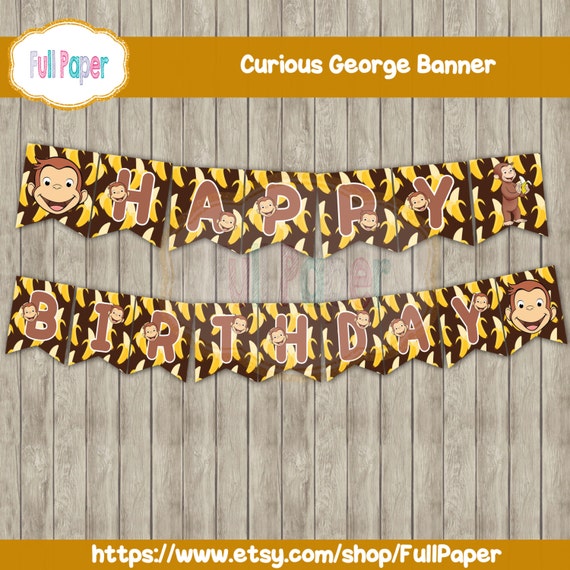 Curious George Banner-monkey Banner-birthday-party | Etsy