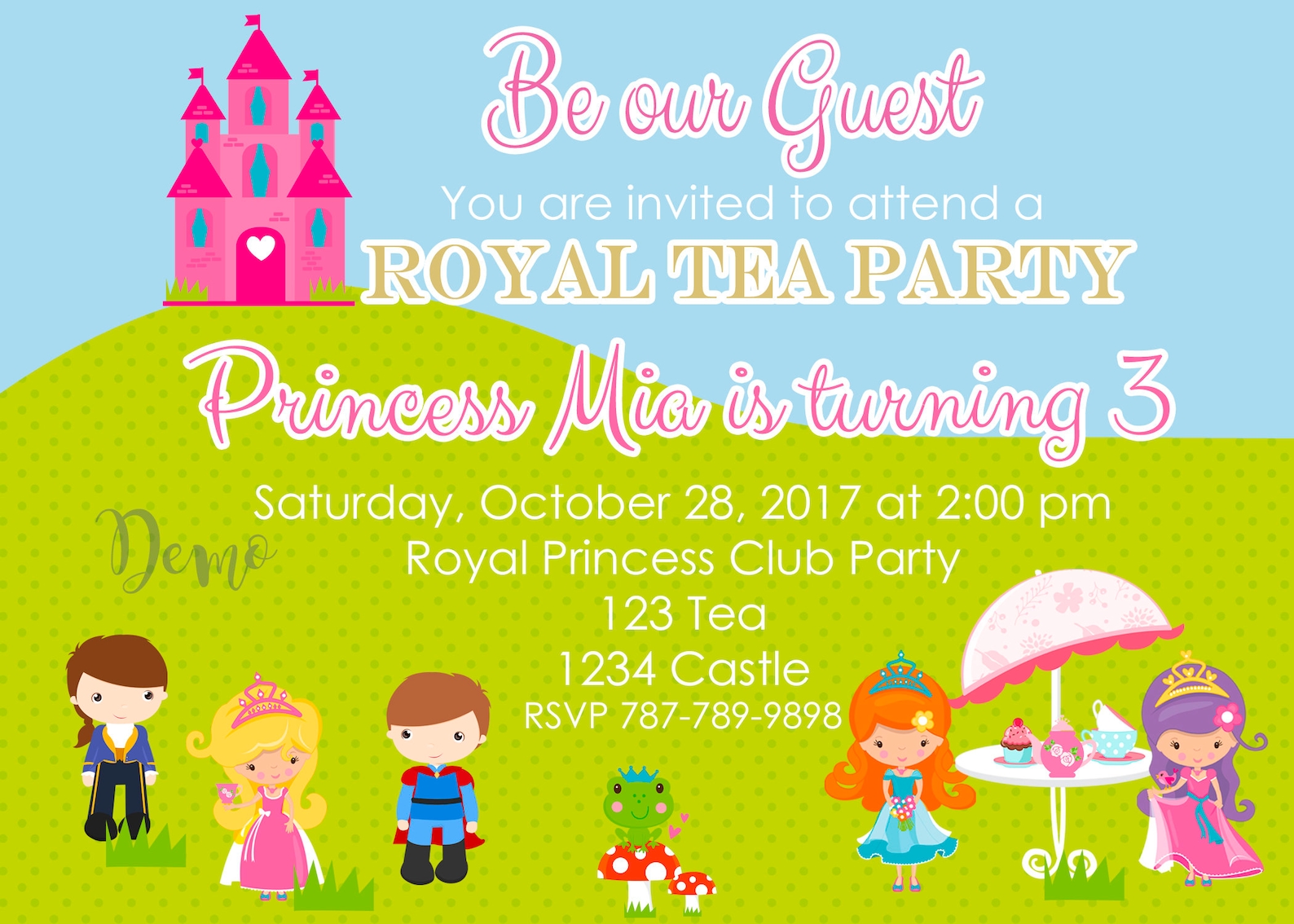 Princess Tea Party, Invitation Girl, Princess Birthday, Princess ...
