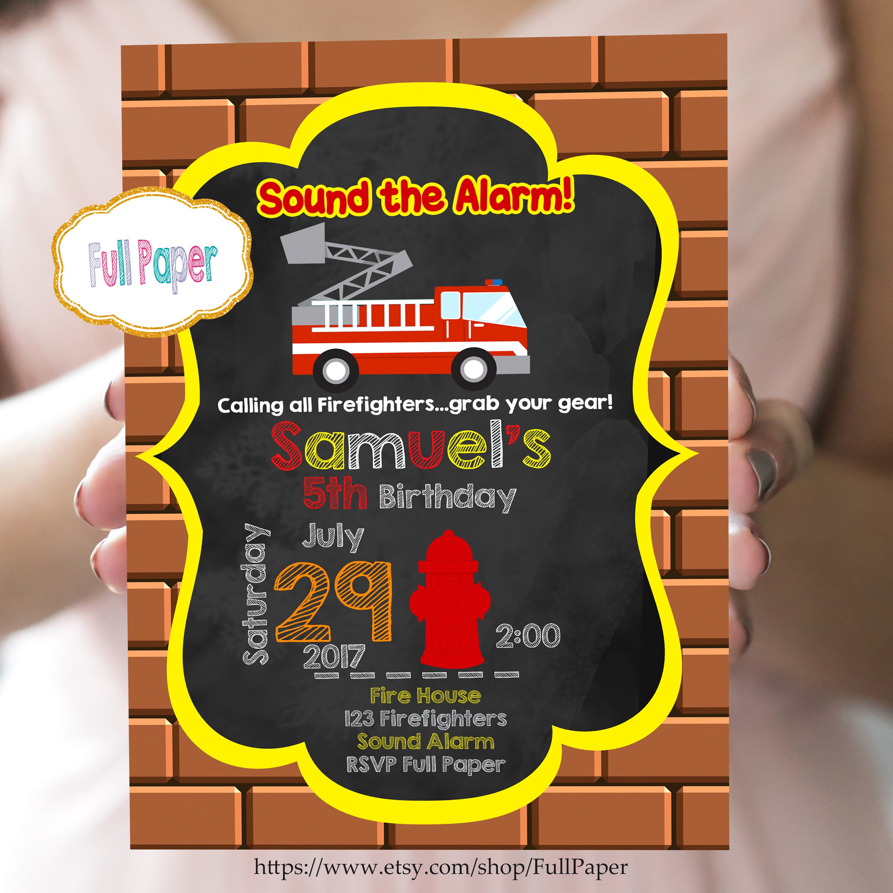 Firefighter Invitation, Firefighter Birthday Party, Fire Birthday ...