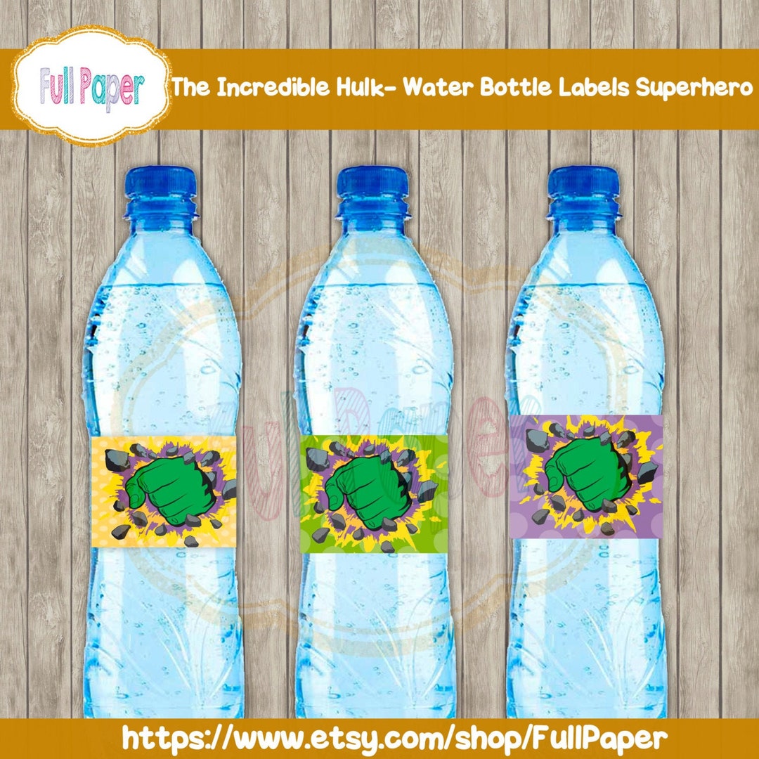 The Incredible Hulk Water Bottle Labels Superhero-party Supplies-party ...