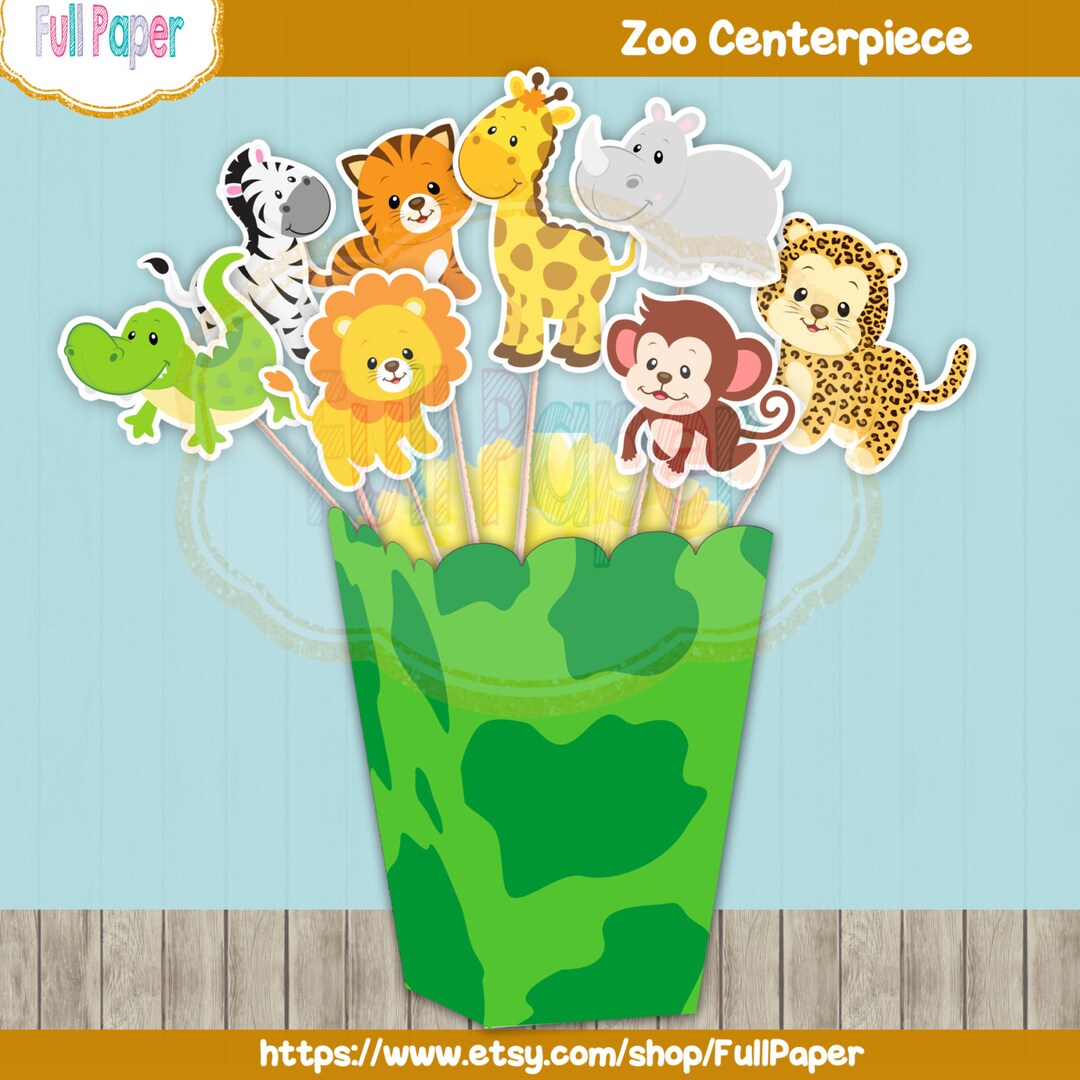 Zoo Centerpiece-zoo Party Decor-zoo Printable-animals Party-zoo ...