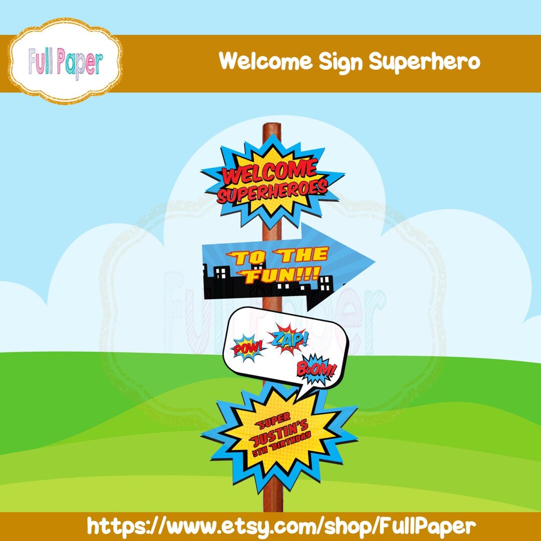 Welcome Sign Superhero-costume-printable-party Birthday-party - Etsy