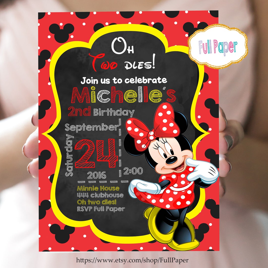 Minnie Mouse Red Invitation-minnie Red Polka Invite-minnie Red Party ...