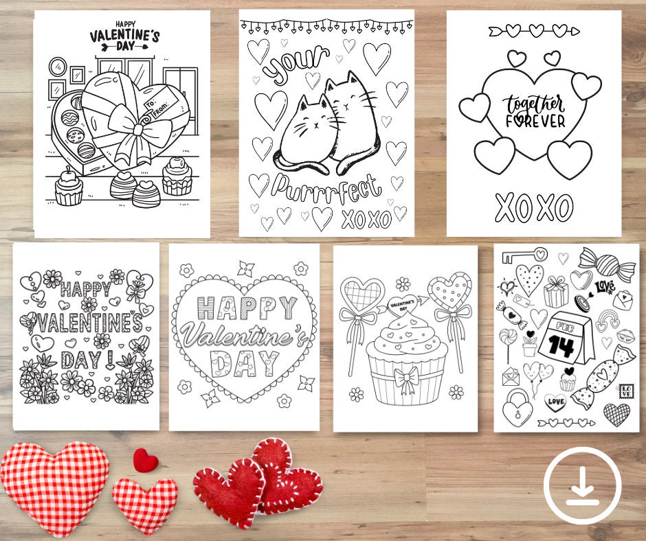 Valentine's Day Coloring Pages, Valentine's Day Game Pages, Kids ...