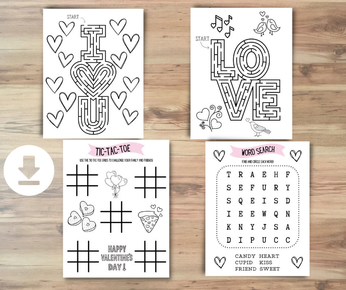 Valentine's Day Coloring Pages, Valentine's Day Game Pages, Kids ...
