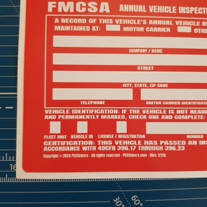 FMCSA Annual Vehicle Inspection Label - DOT Compliant - Etsy