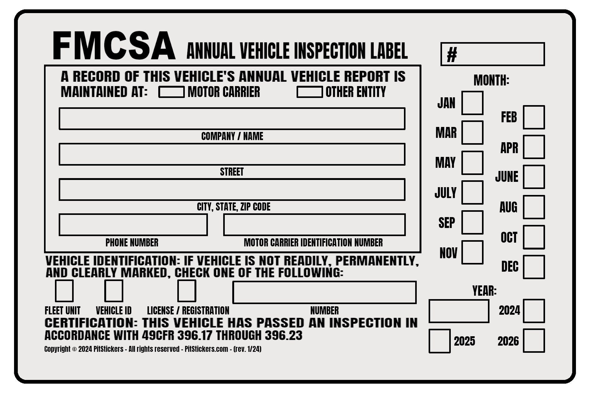 FMCSA Annual Vehicle Inspection Label - DOT Compliant - Etsy