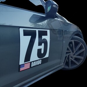 Race Car Number Plate - Permanent Vinyl or Reusable Magnet - Custom ...