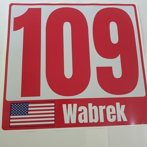 Race Car Number Plate - Permanent Vinyl or Reusable Magnet - Custom ...