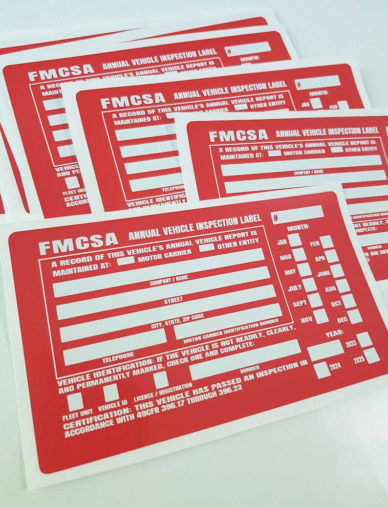 Personalized FMCSA Annual Vehicle Inspection Label - Customized With ...