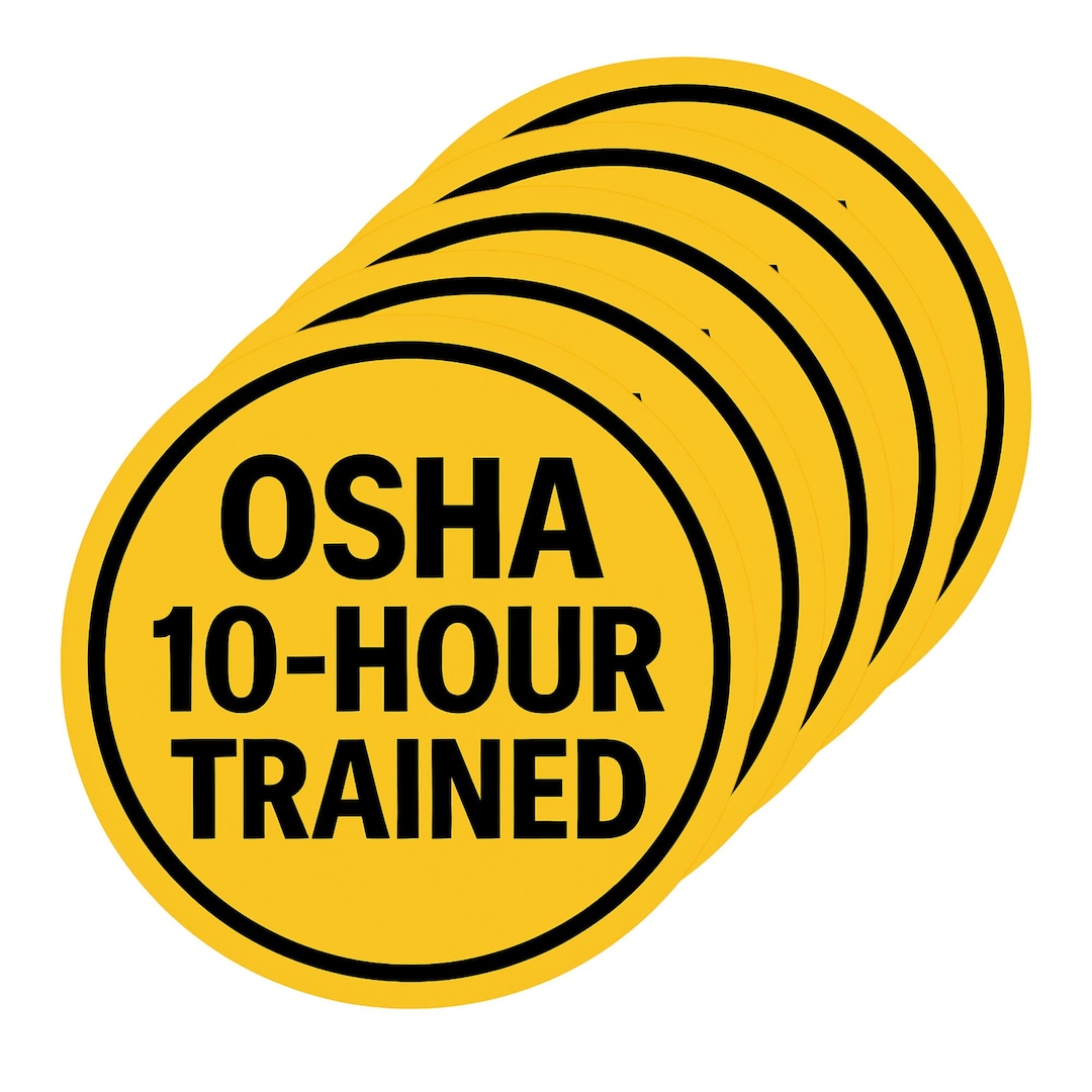 OSHA 10-hour Trained Hard Hat Stickers: Weatherproof 2" Safety Decals ...