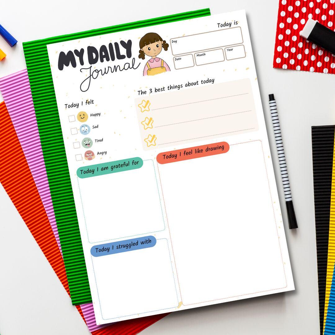 Daily Printable Kids Journal, Kids Activity, Drawing, Children Diary ...