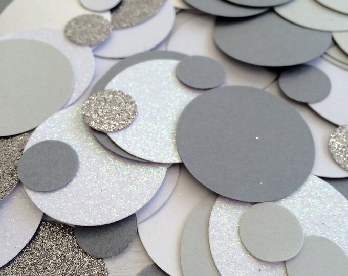 Grey and White Confetti Large Circle Confetti Bridal - Etsy