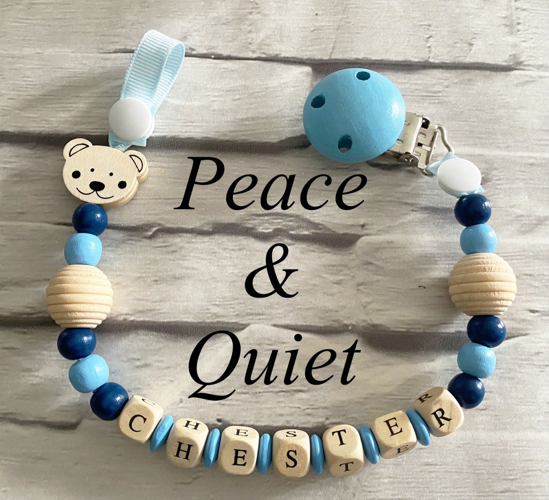 Beautiful Handmade Personalised Dummy Clip, Wooden Dummy Chain, Wooden ...