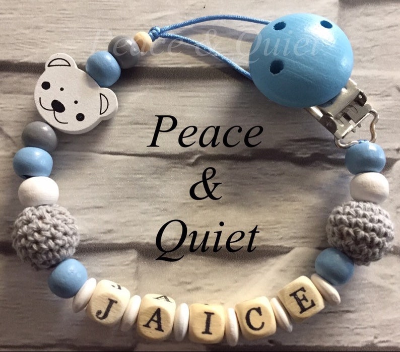 Beautiful Handmade Personalised Dummy Clip Wooden Dummy - Etsy UK