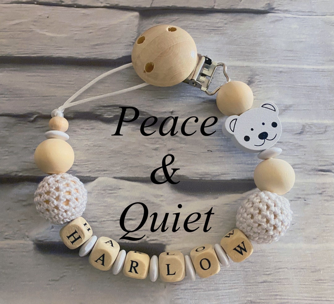 Beautiful Handmade Personalised Dummy Clip, Wooden Dummy Chain, Wooden ...