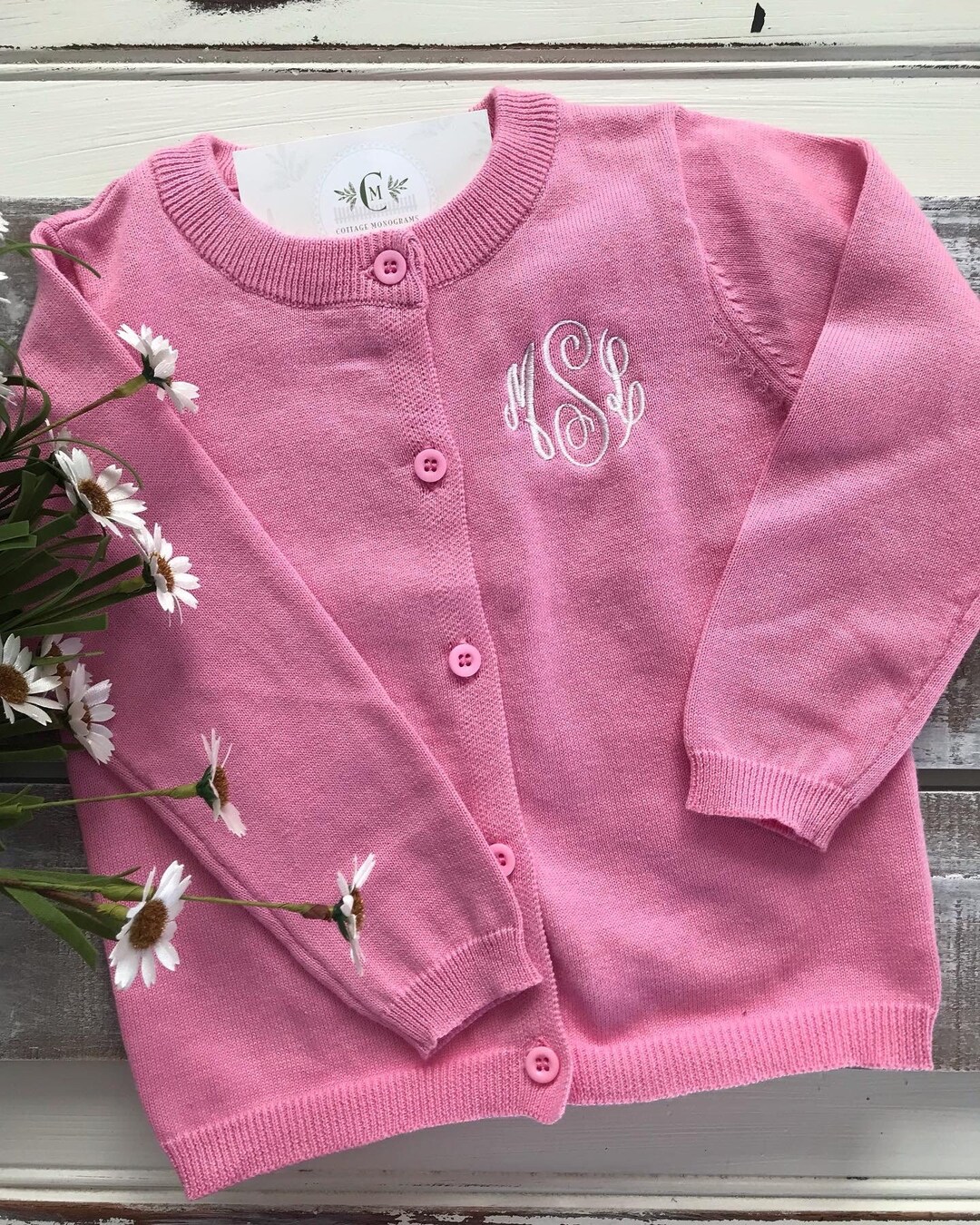 Monogrammed Girl's Cardigan, Infant Girl's Sweater, Toddler Girl's ...