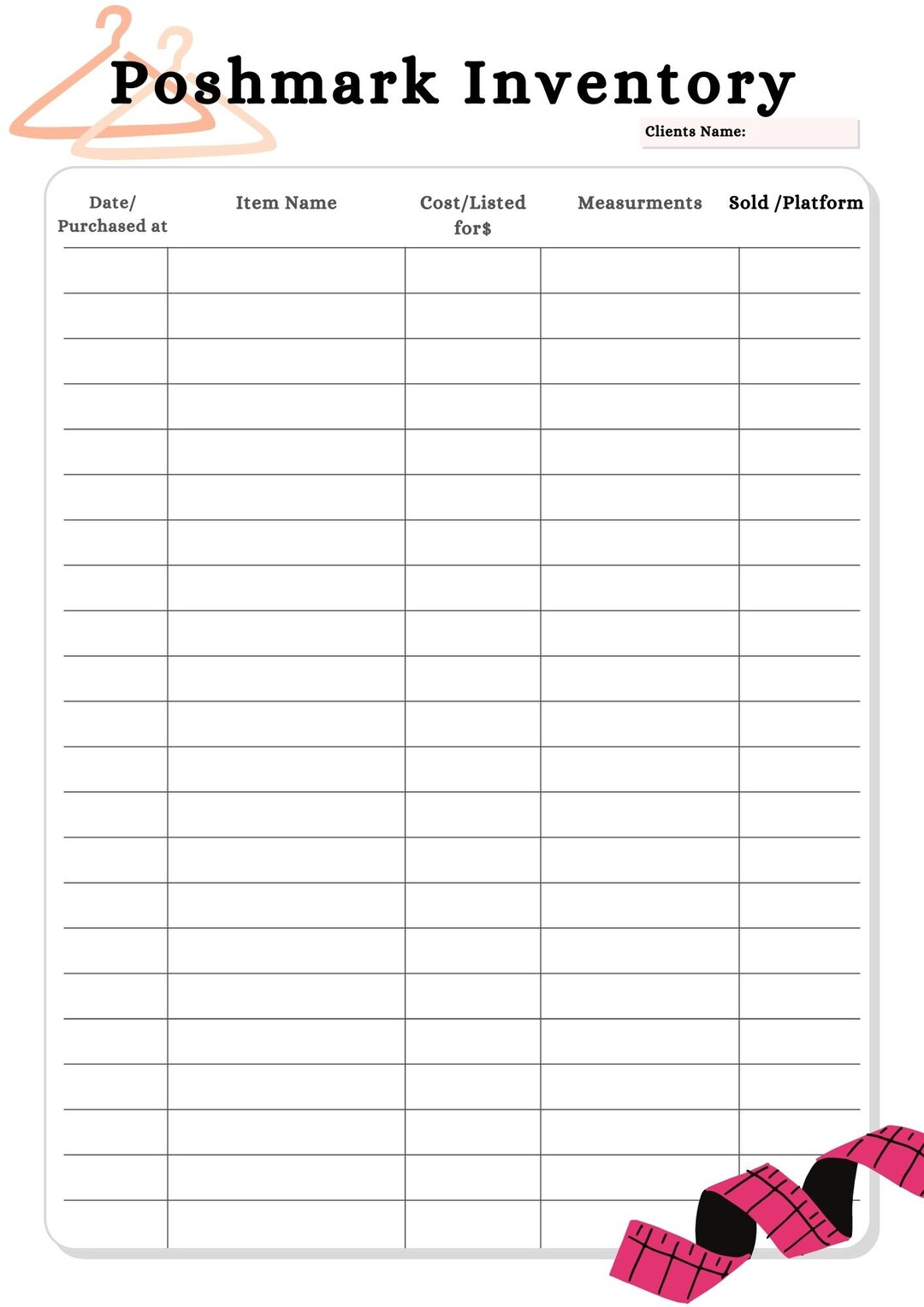 Poshmark Inventory Tracker - Etsy