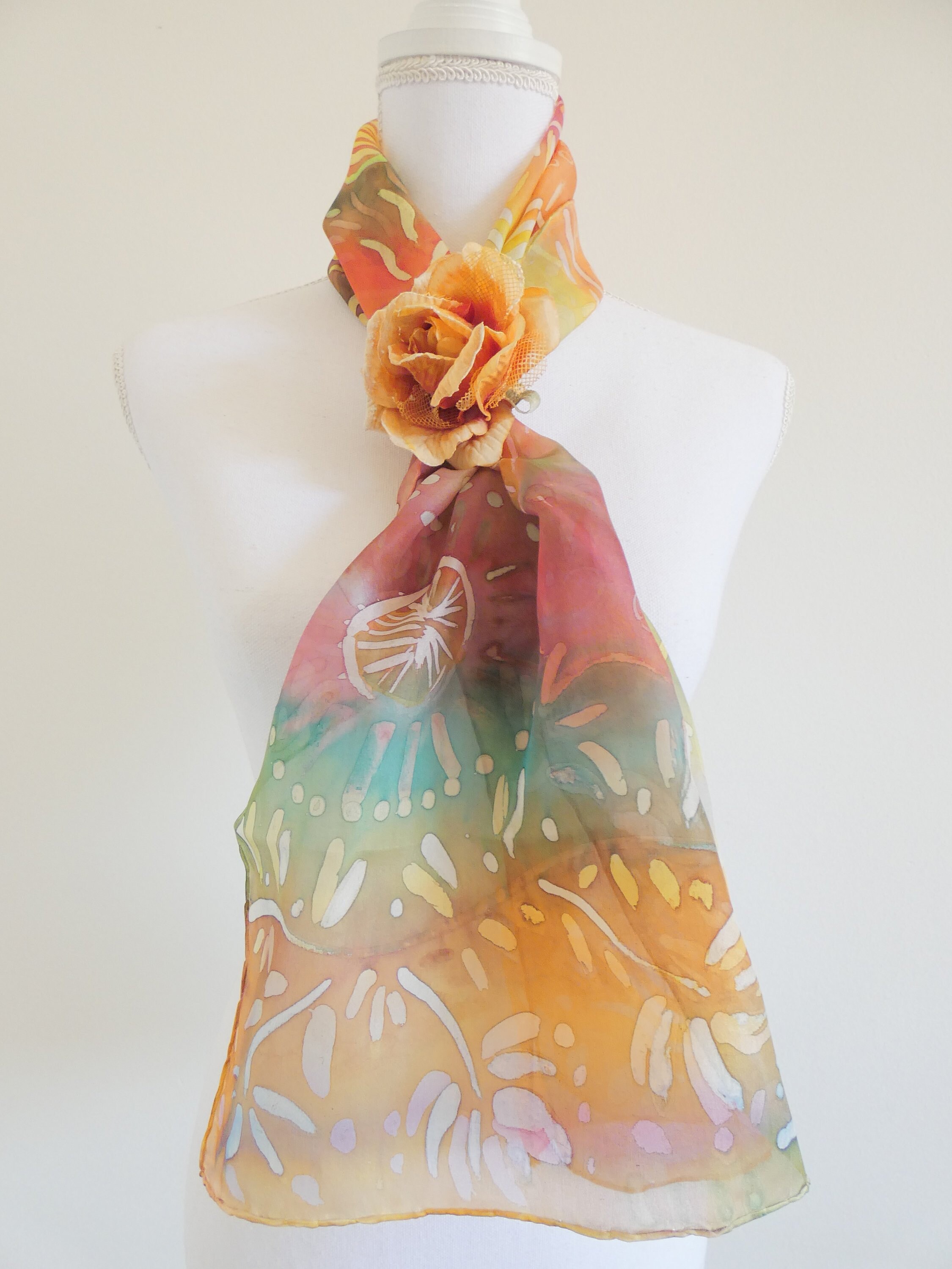 Hand Painted Batik Scarf | Silk Batik Scarf | Handmade Scarf Made in ...