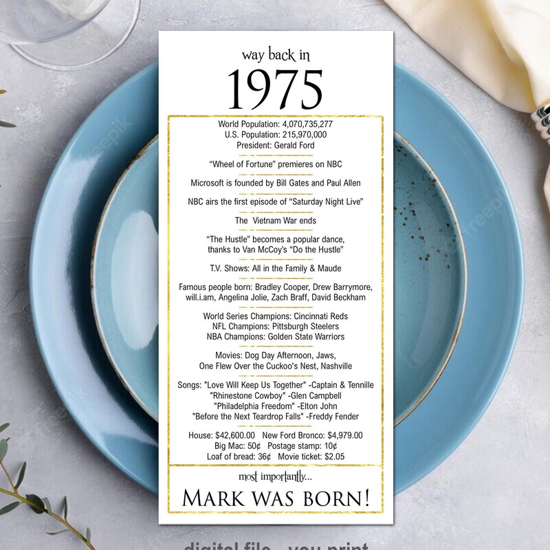 1975 Dinner Cards - Etsy
