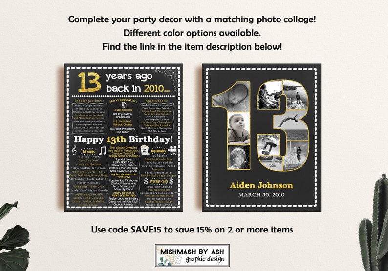 13th Birthday Sign Personalized 13th Birthday Poster 13th - Etsy