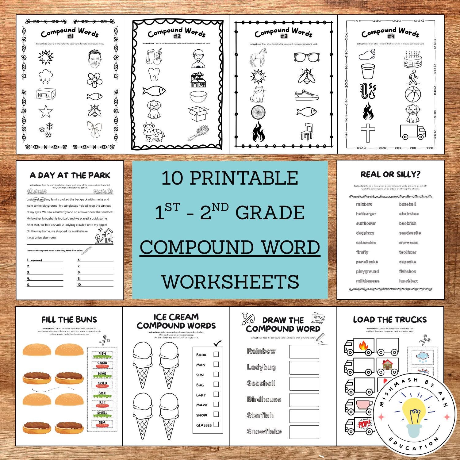 Compound Word Worksheets for 1st 2nd Grade / Grade 1 Grade 2 ...