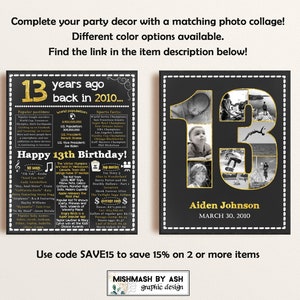 2013 - 13th Birthday Poster, Printable Birthday Decorations for Teens ...