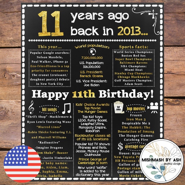 11th Birthday Sign - Etsy