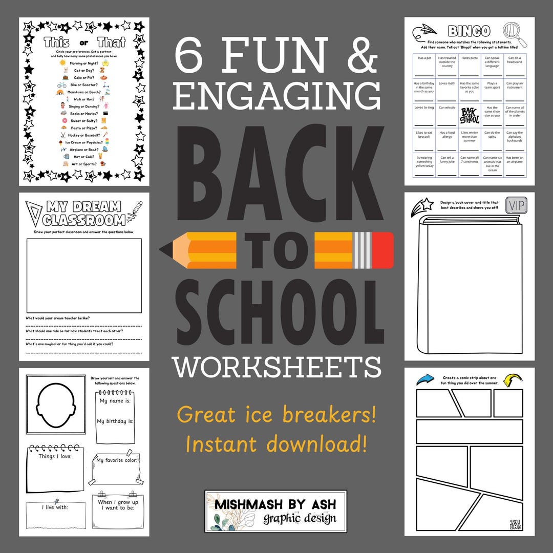 6 Back to School Printable Worksheets, Back to School Printables ...