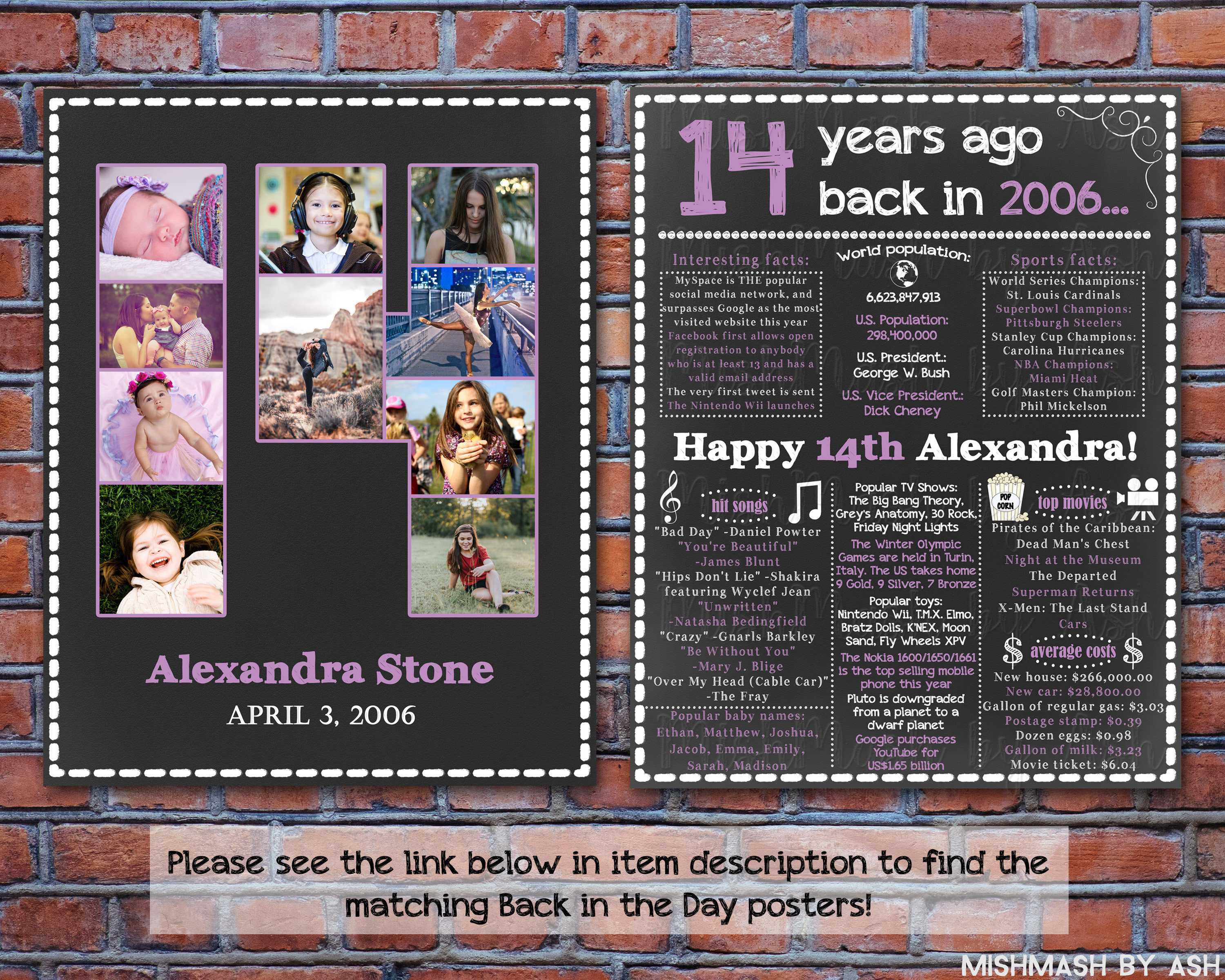 Digital 14th Birthday Photo Collage Gift 14th Birthday Sign - Etsy.de