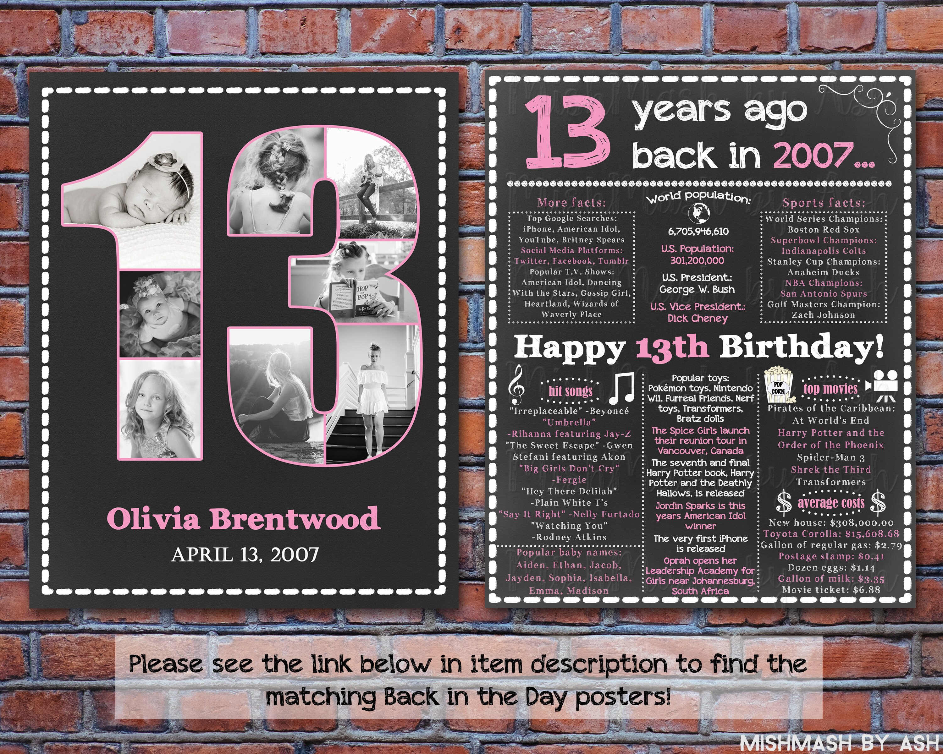 Digital 13th Birthday Photo Collage Gift 13th Birthday Sign - Etsy UK