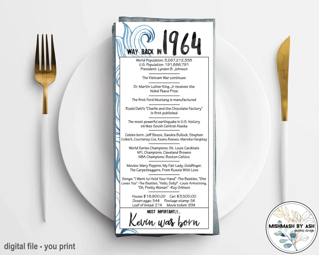 1964 60th Birthday Decorations Man, 60th Birthday Party Favors, 60th ...