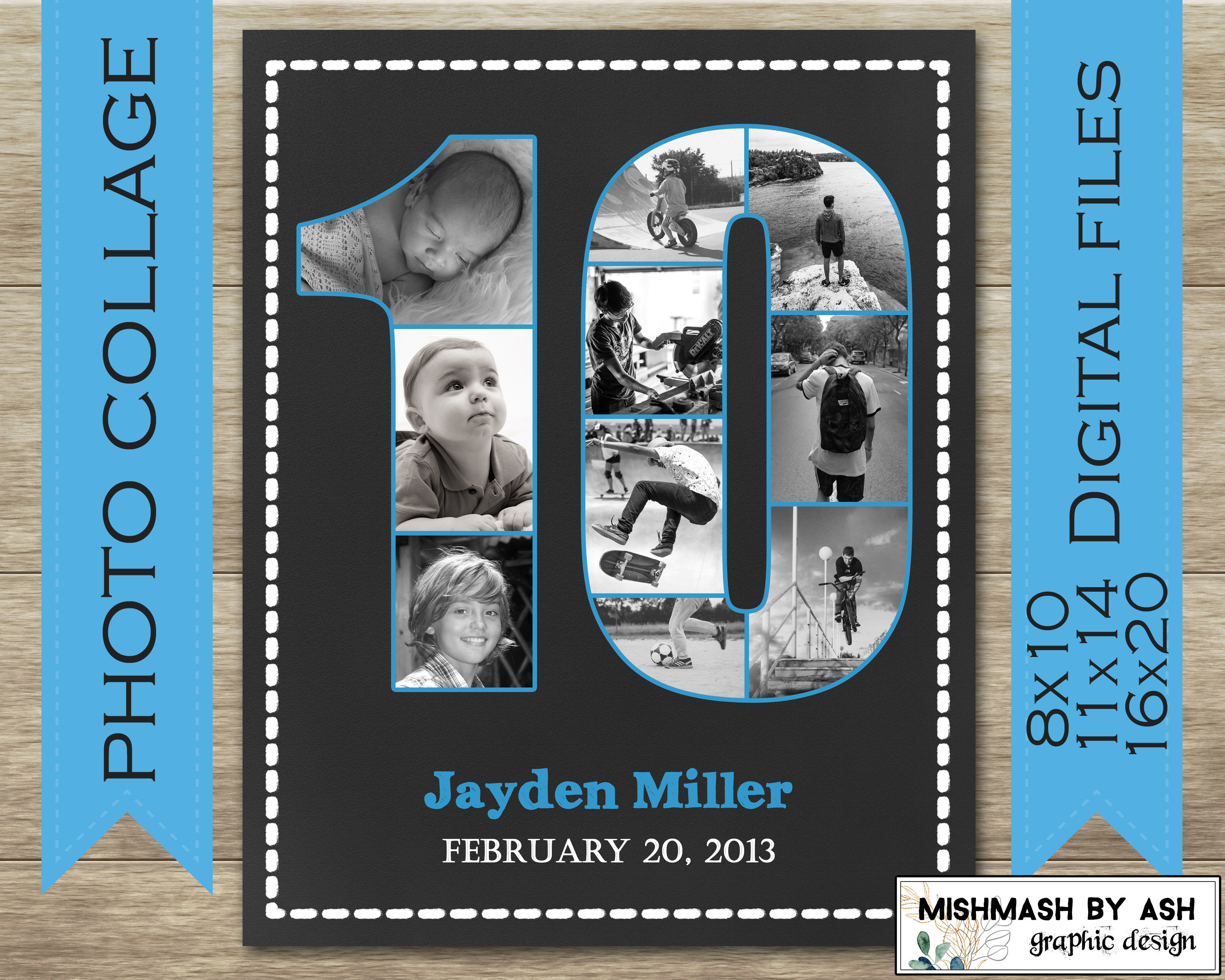 Digital 10th Birthday Photo Collage Gift 10th Birthday Sign - Etsy