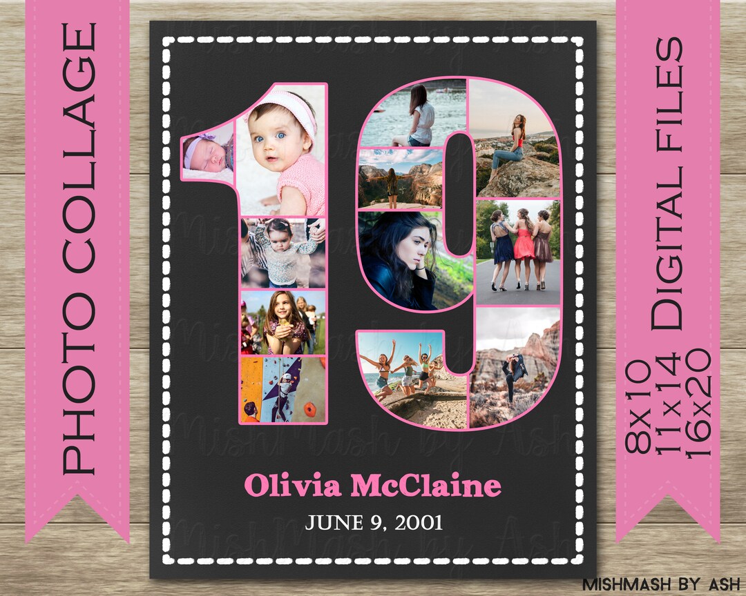 19th Birthday Sign 19th Birthday Photo Collage 19th Birthday - Etsy Canada