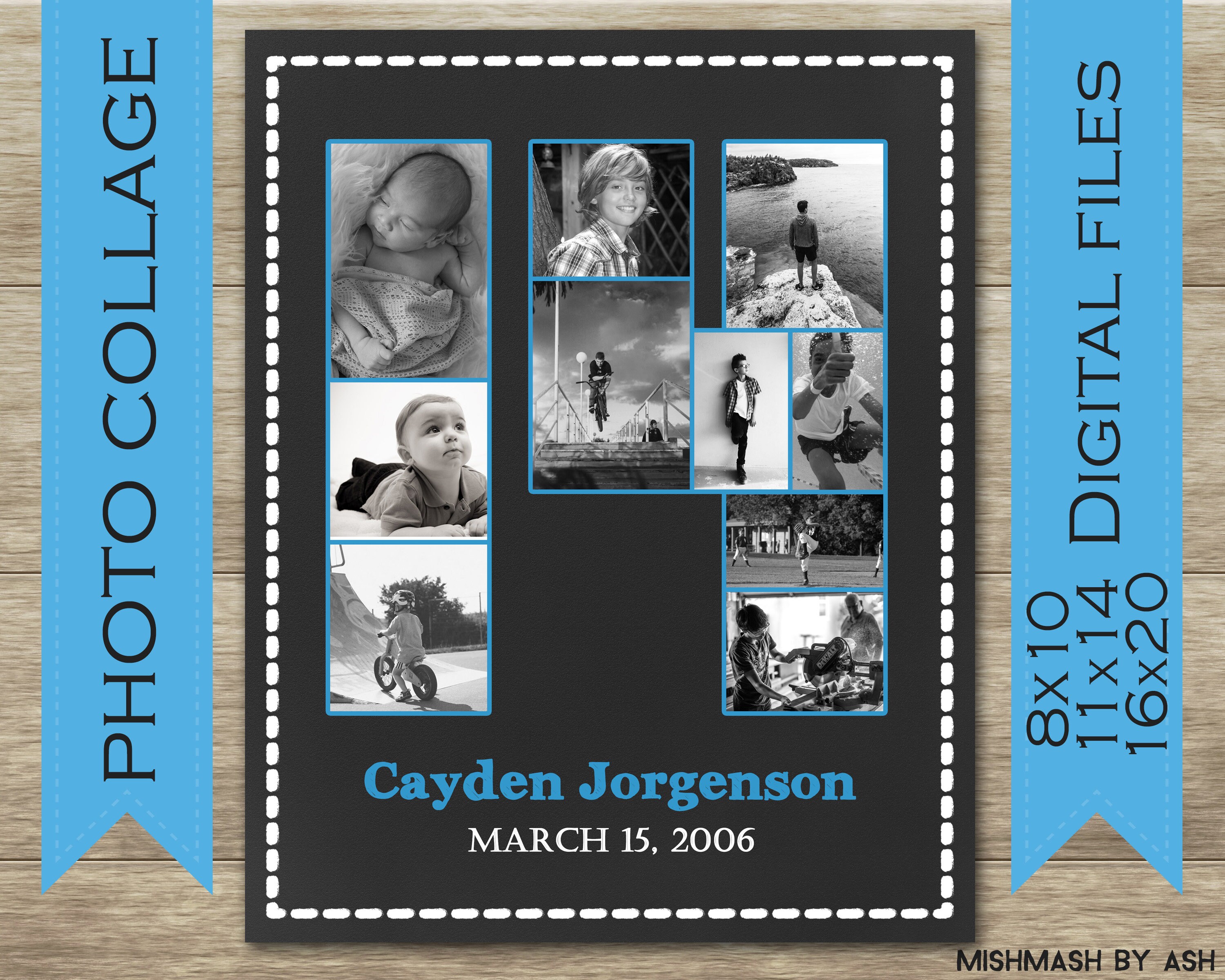 Digital 14th Birthday Photo Collage Gift 14th Birthday Sign - Etsy.de