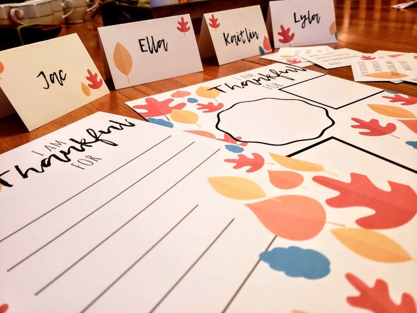 Thanksgiving Kids Table Printable i Am Thankful - Etsy