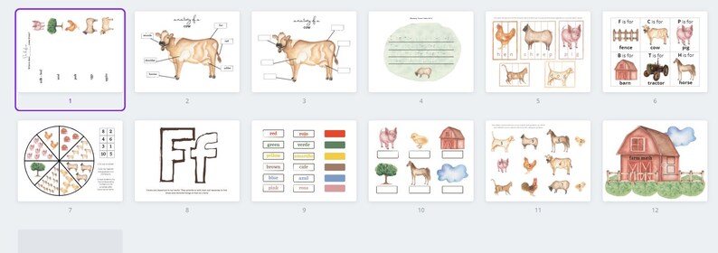 Farm Unit Learning Bundle preschool Early Elementary | Etsy