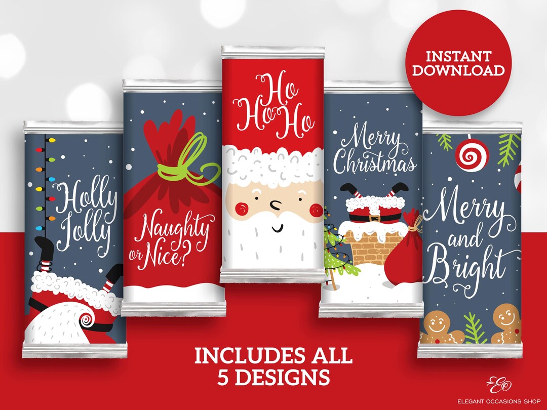 Christmas Santa Candy Bar Wrapper Bundle for Christmas Holiday Party ...
