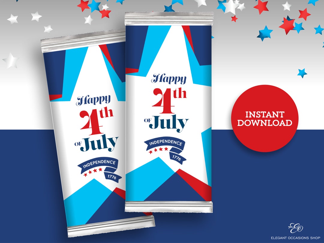 Patriotic 4th of July Candy Bar Wrapper for Independence Day Party DIY ...