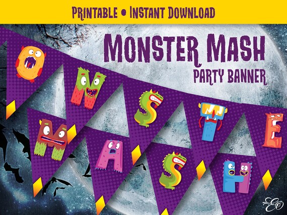 Monster Mash Banner for Birthday or Halloween Party DIY - Etsy