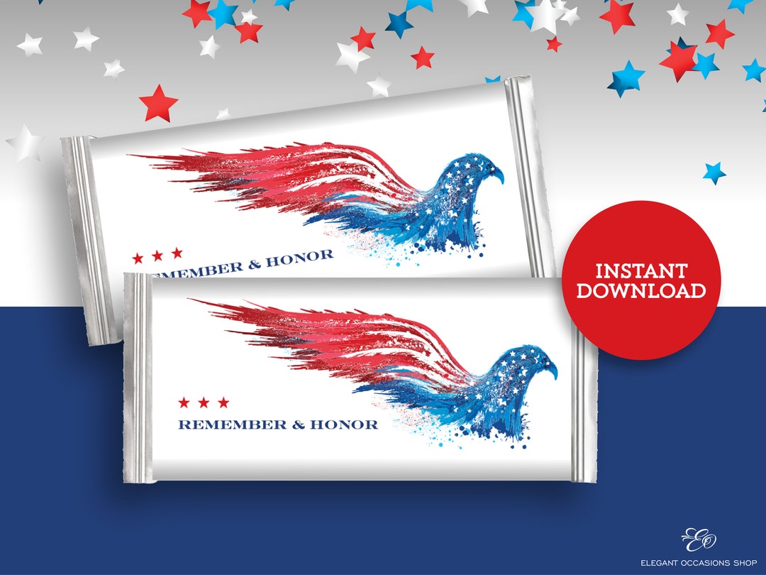 Patriotic 4th of July Candy Bar Wrapper for Independence Day Party DIY ...