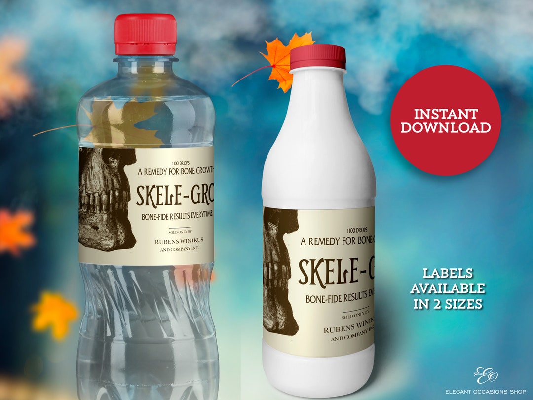 Skele-gro Water Bottle Labels for Wizard Birthday or Halloween - Etsy