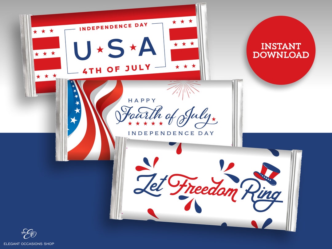 Patriotic 4th of July Candy Bar Wrappers for Independence Day Party DIY ...