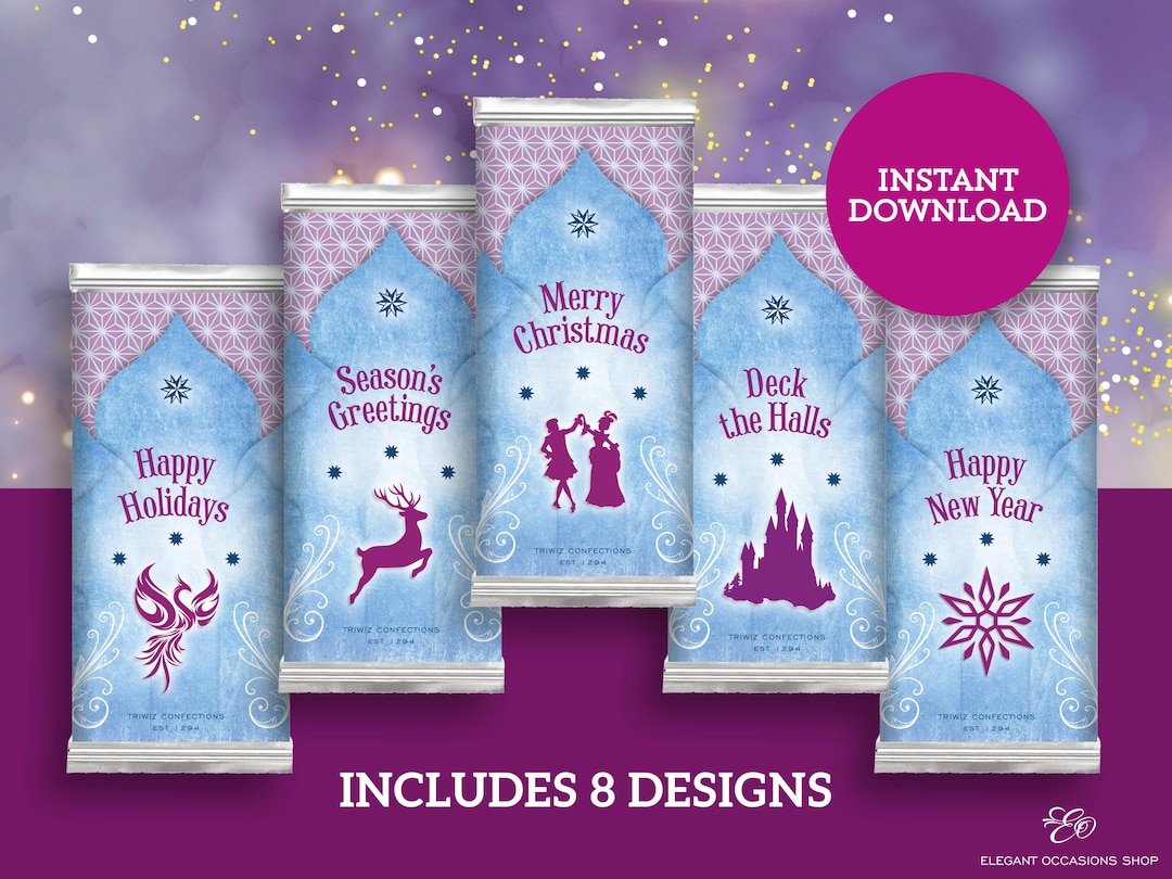 Wizard Christmas & New Year's Holiday Party Candy Bar Wrapper Bundle ...